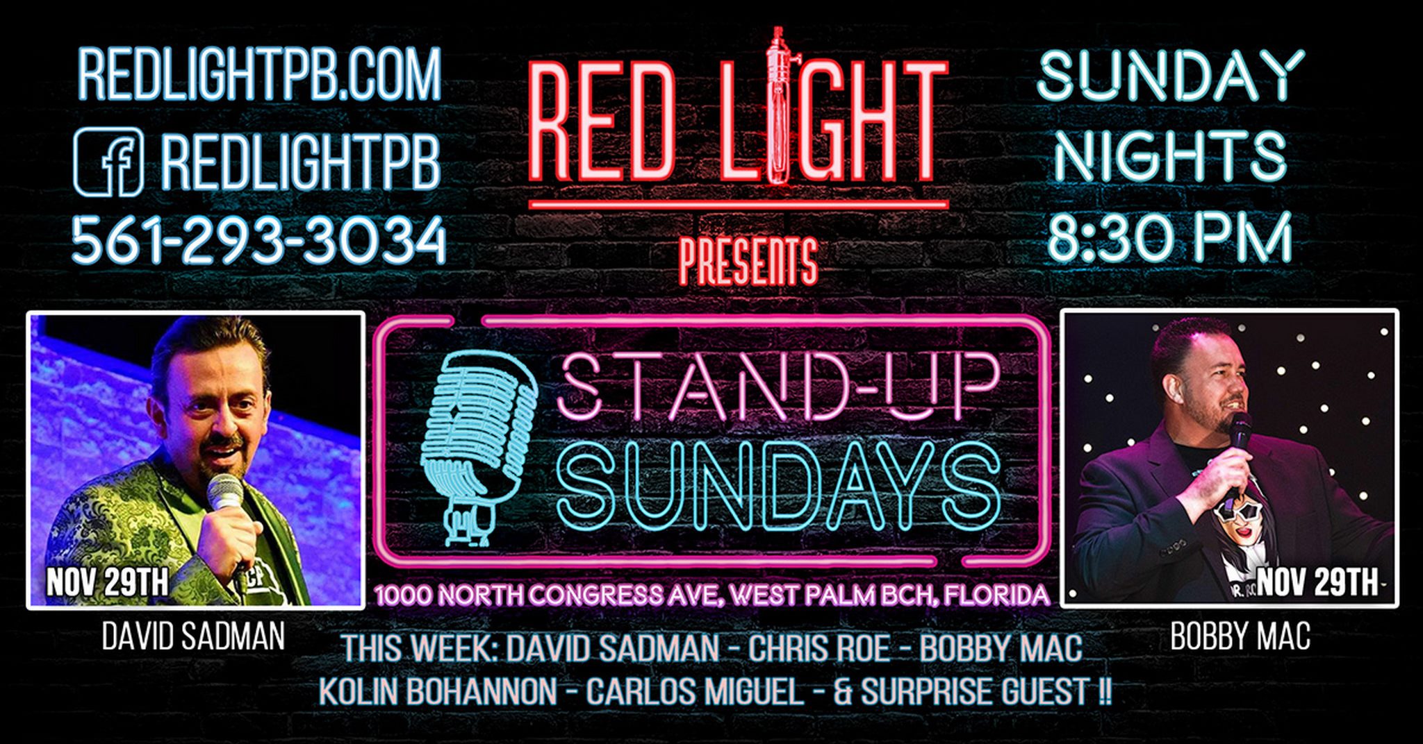 Stand-Up Sunday's - Comedy Night - 4-4-2021 | Red Light of Palm Beach
